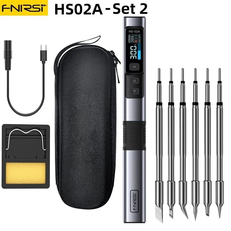 FNIRSI Паяльник 100 Вт, нихромовый нагреватель, набор 10 предметов, HS-02A SET2