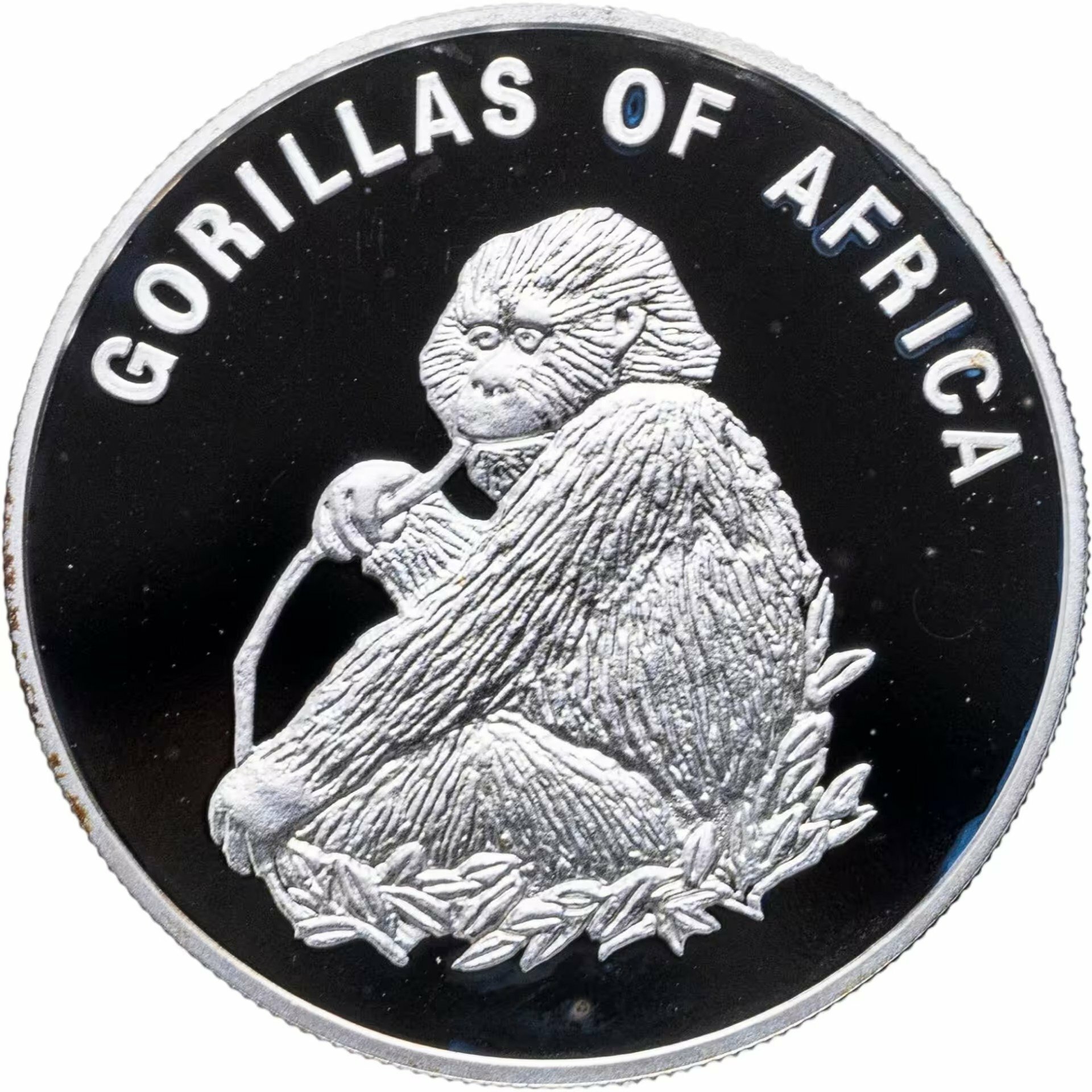 Уганда 1000 шиллингов shillings 2003 "Горилла ест", Бронза, в сохранности Proof