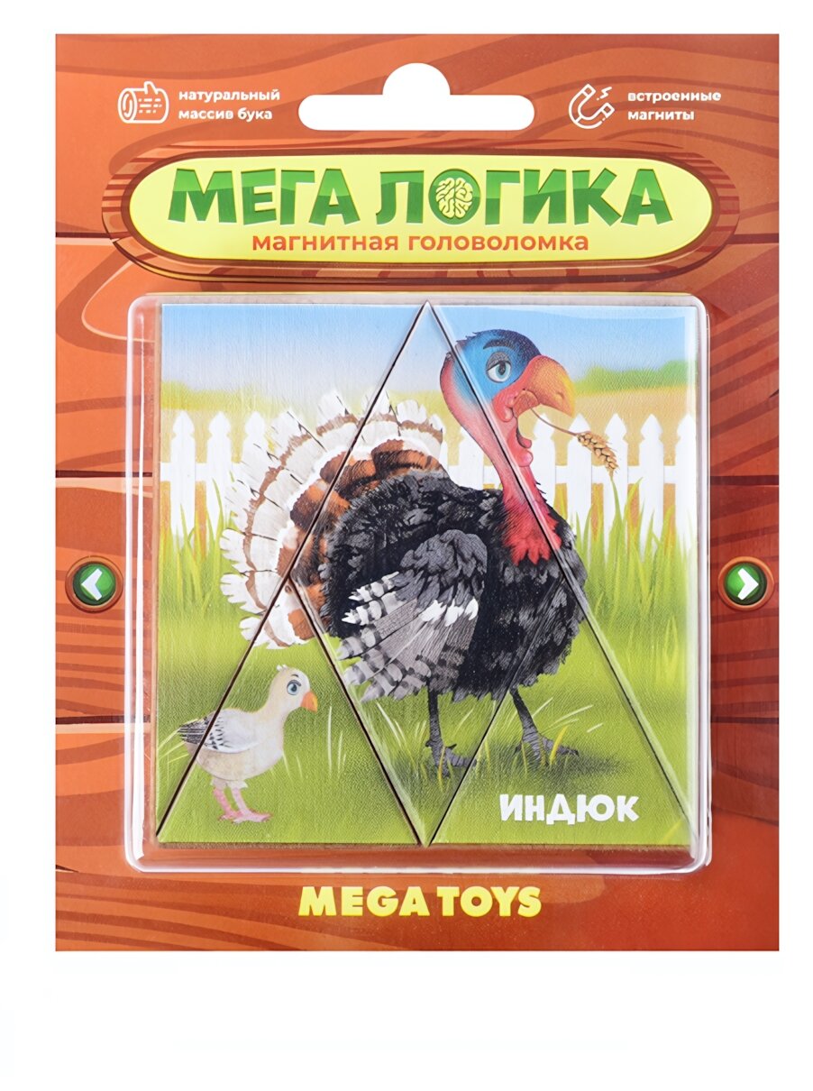 Магнитная головоломка "Индюк", натуральный бук, цветные элементы, встроенные магниты