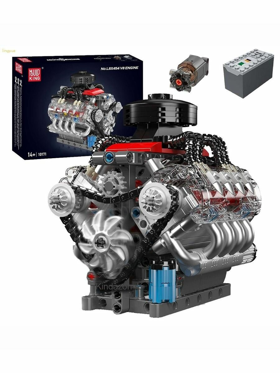 Конструктор Двигатель V8(487 деталей), игрушка автомобильный двигатель, конструктор для мальчика, Подарок для любителя механизмов,2025 Новые продукты