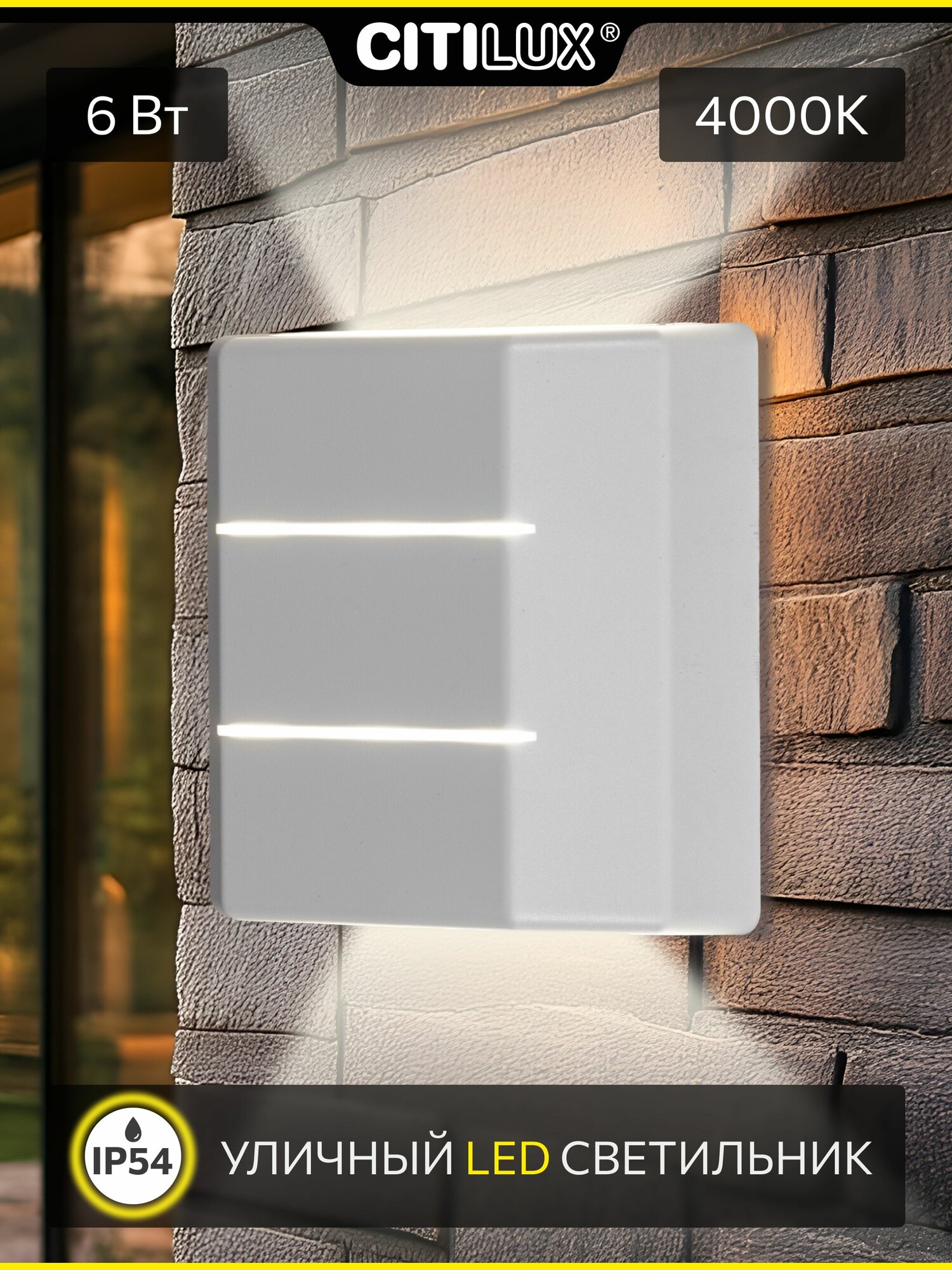 Светодиодный уличный настенный светильник для фасада Citilux STELS CLU0730 IP54 6Вт 4000К белый садовый современный