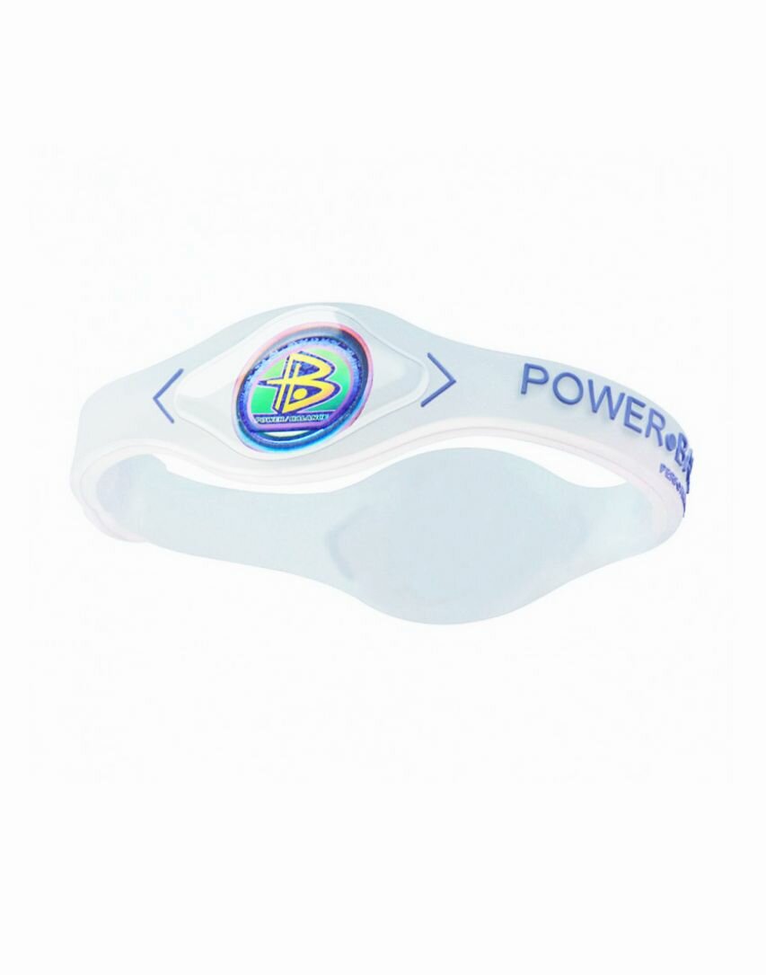 Энергетический браслет Power Balance с турмалином, Прозрачный с Синей надписью, размер M (длина) 19 см.