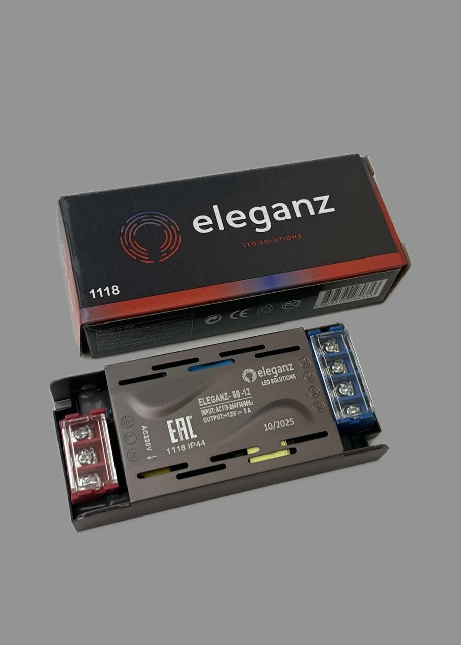 Блок питания для светодиодов 220/12V 60W, IP44, компактный (узкий)