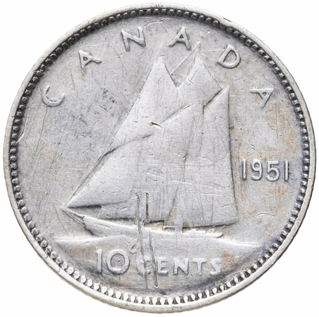 Канада 10 центов (cents) 1951