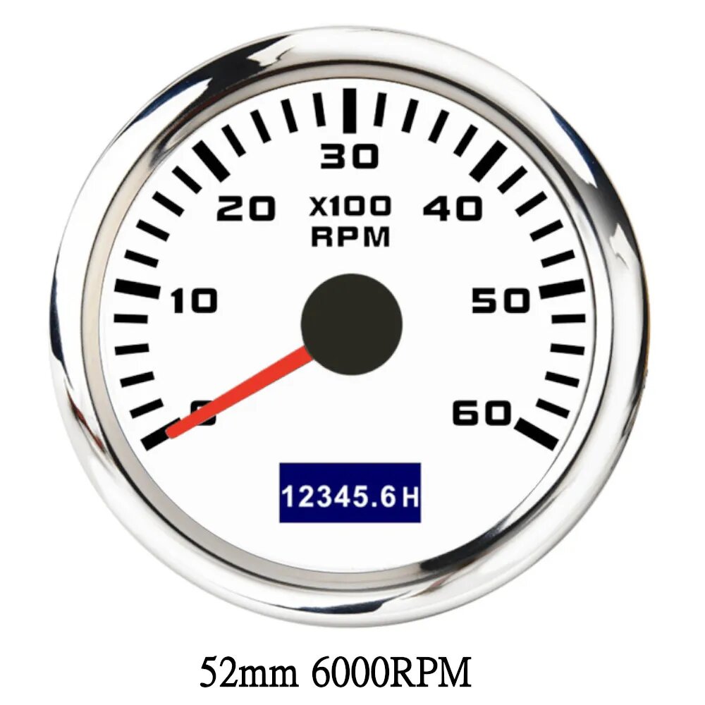 Тахометр 52 мм, 6000 RPM, Цвет: WS