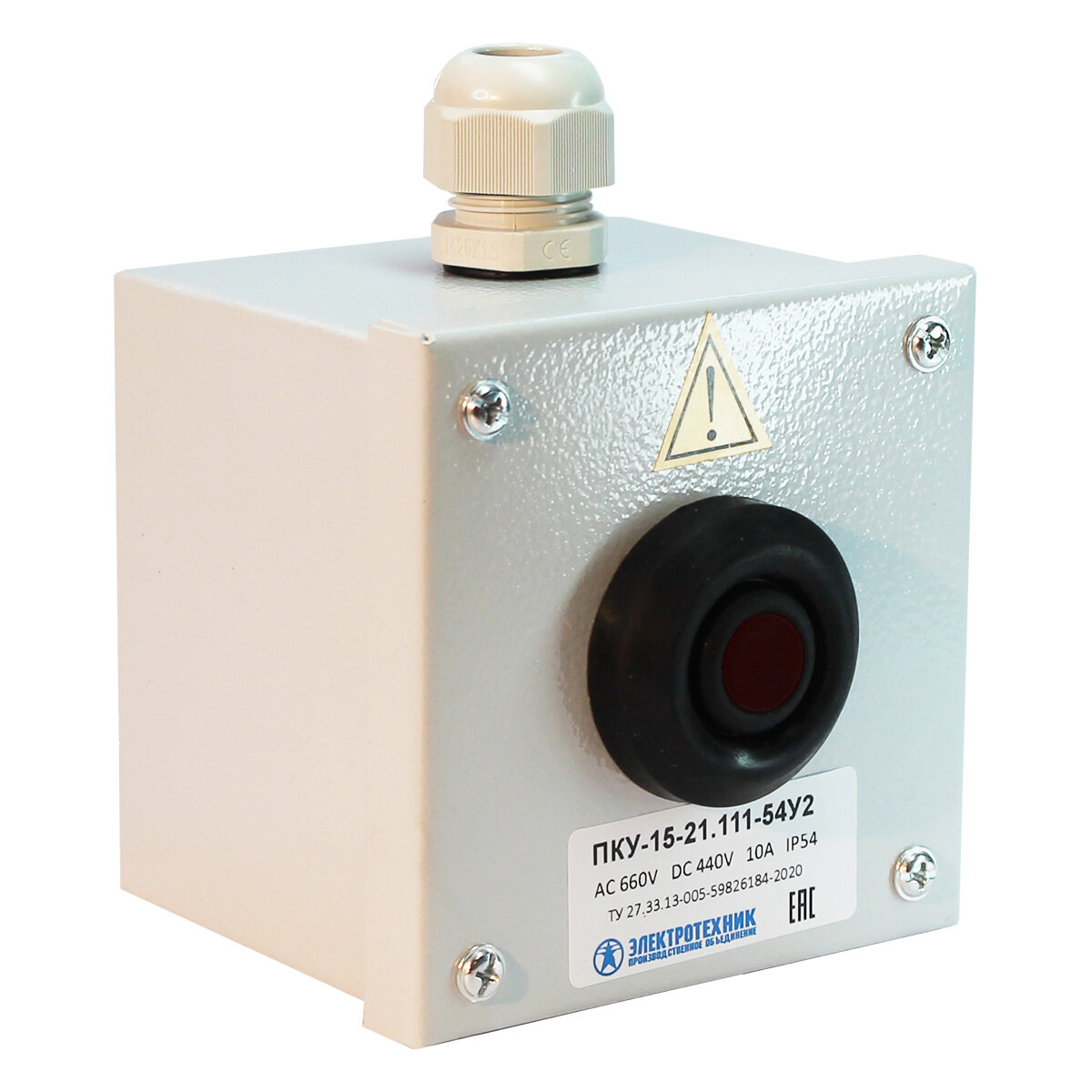 Пост кнопочный ПКУ-15-21.111-54У2 (ВК30-10-11110-54(1з+1р) черная + PG-13,5), пост управления (ЭТ), ET054440, ПО Электротехник