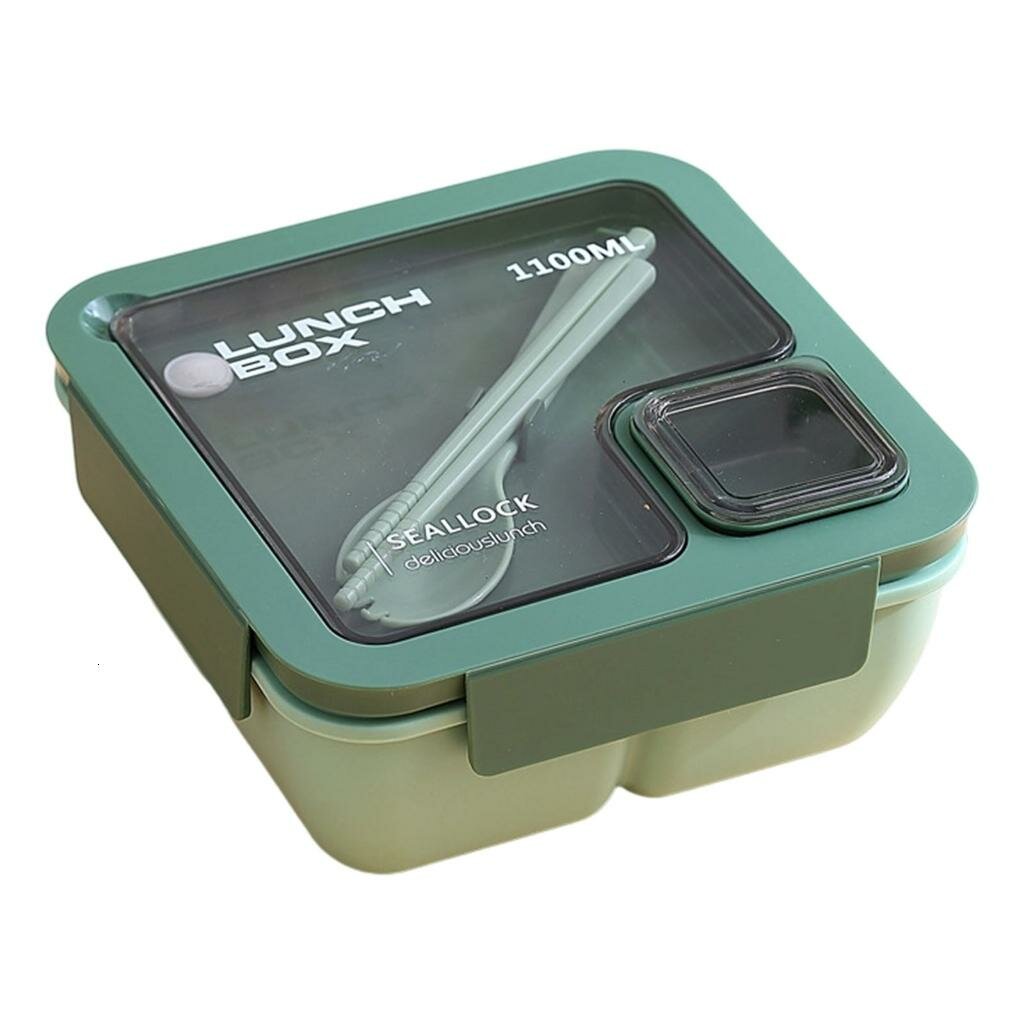 Разделённый контейнер для еды с герметичной крышкой, Зеленый - HZ5228