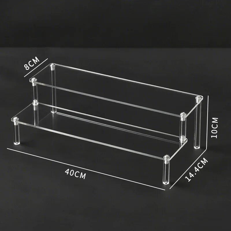 Акриловая витрина 2-х ярусная 40x8см, прозрачная