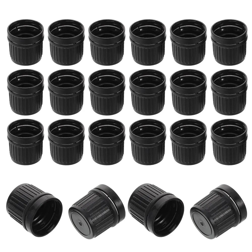 Набор Из 100 Черных Пластиковых Крышек Для Бутылок С Эфирными Маслами, Противовандальных И Герметичных