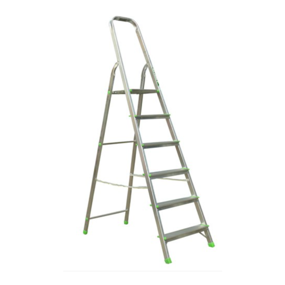 Стремянка односторонняя Yarus 64487, 7 ступеней, нагрузка до 150 кг, серебристый/зеленый