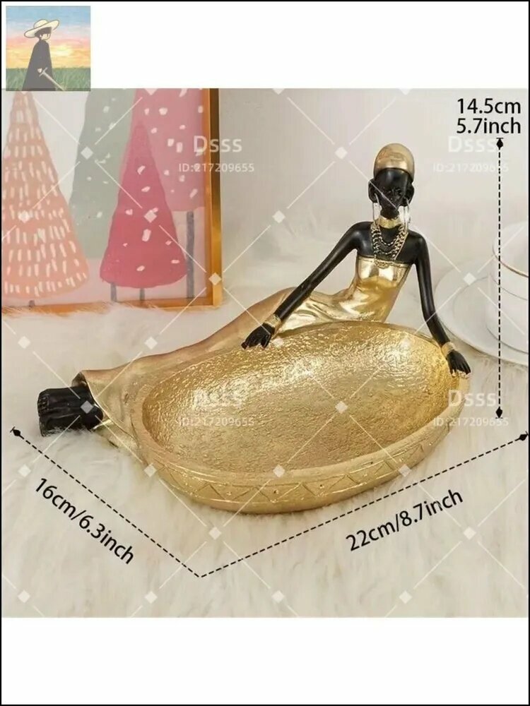 Фигурка декоративная африканка статуэтка, высота 14.4 см, длина 22 см