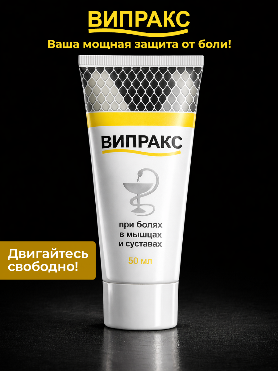 Крем для поддержки суставов Випракс, при болях в мышцах и суставах, натуральный состав, туба 50 мл