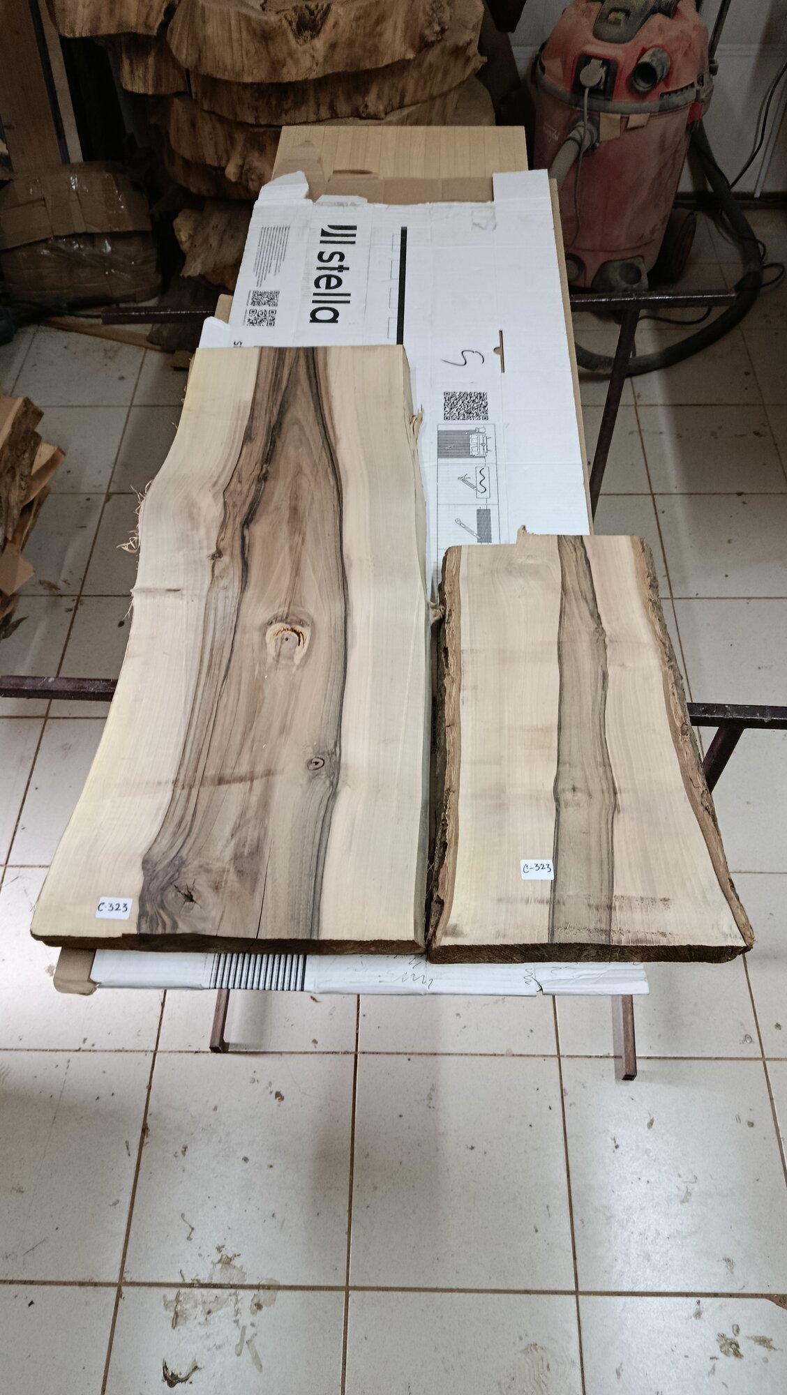 Слэб из ореха 85х32х4см,50х26х4см, комплект из 2-х штук(С323) высушенный спил дерева, калиброванный