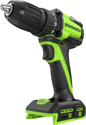 Дрель-шуруповерт аккумуляторная GREENWORKS 3708307 24V, б/щет, 25/45 Hм, LED, без АКБ и ЗУ