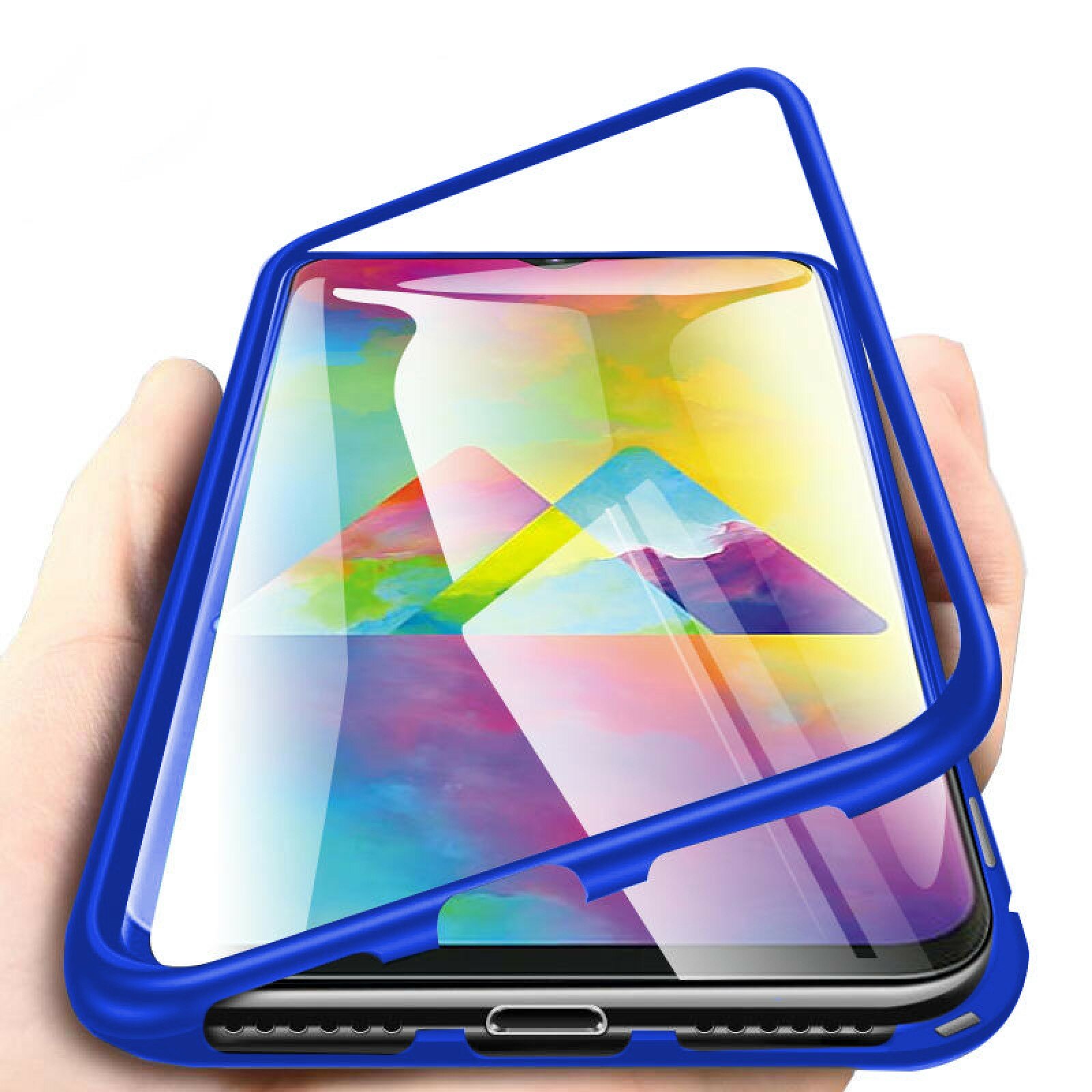 Чехол-бампер MyPads для Xiaomi Redmi Note 8 Pro магнитный из закаленного стекла и металла с двухсторонней прозрачной крышкой