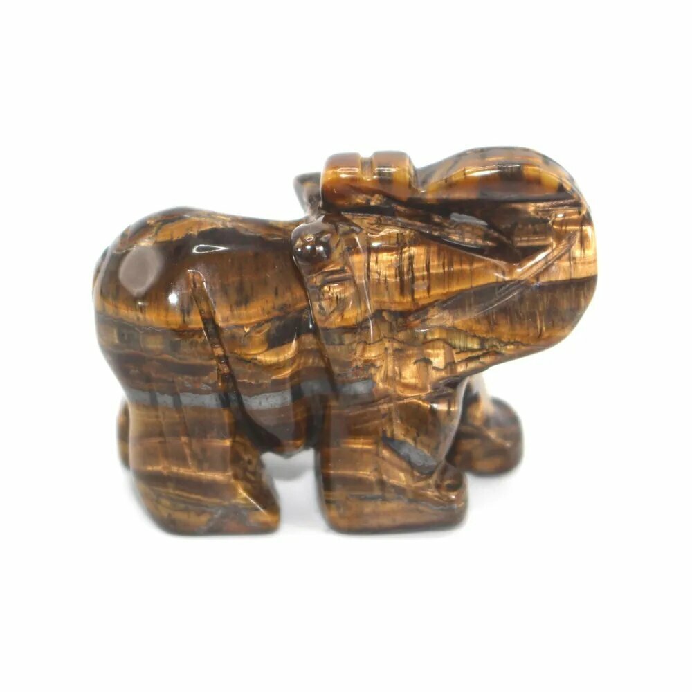 Скульптура слона из натурального камня тигровый глаз (2 дюйма)