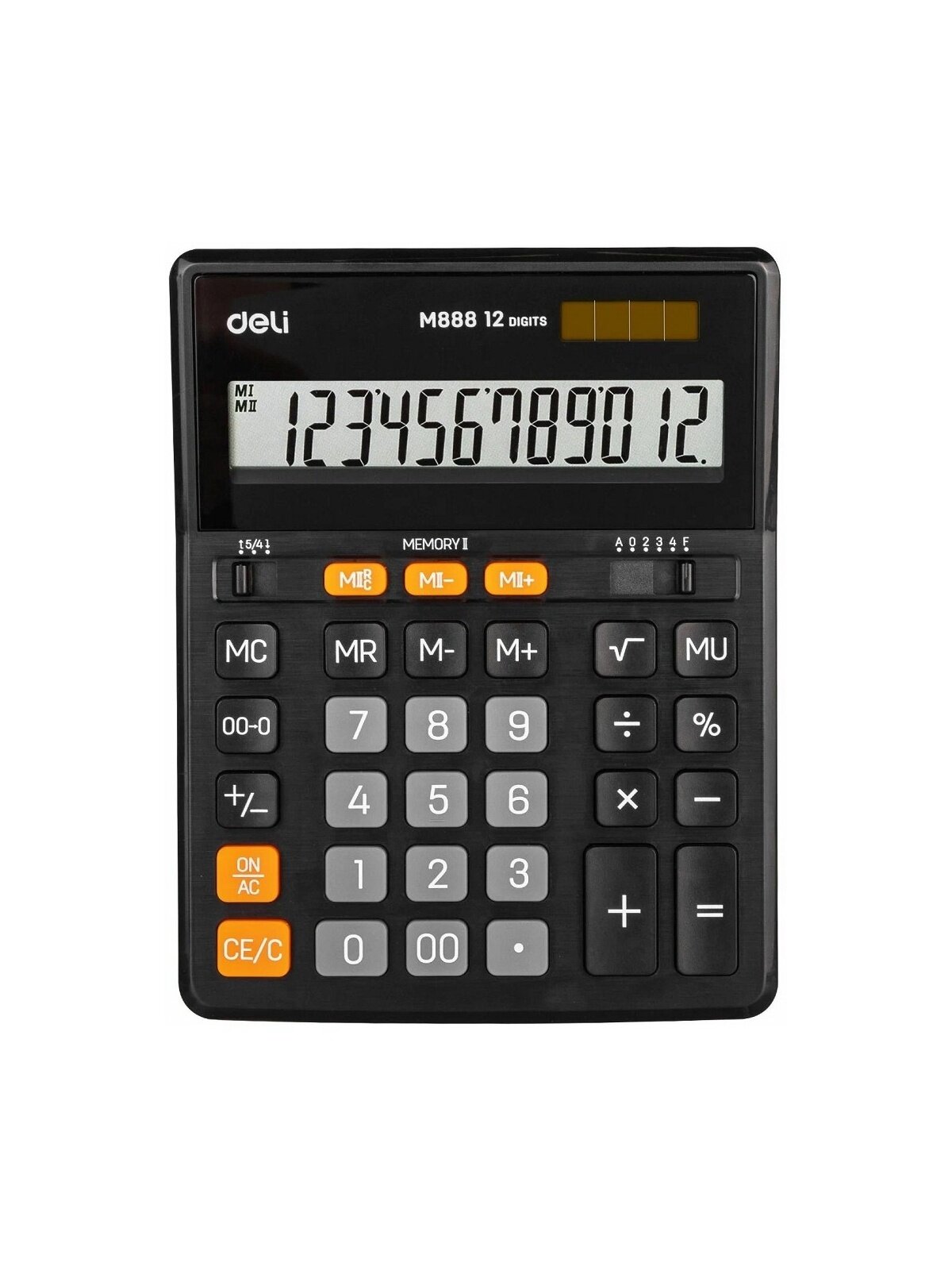 Калькулятор настольный Deli EM888 черный 12-разр. [1423020]