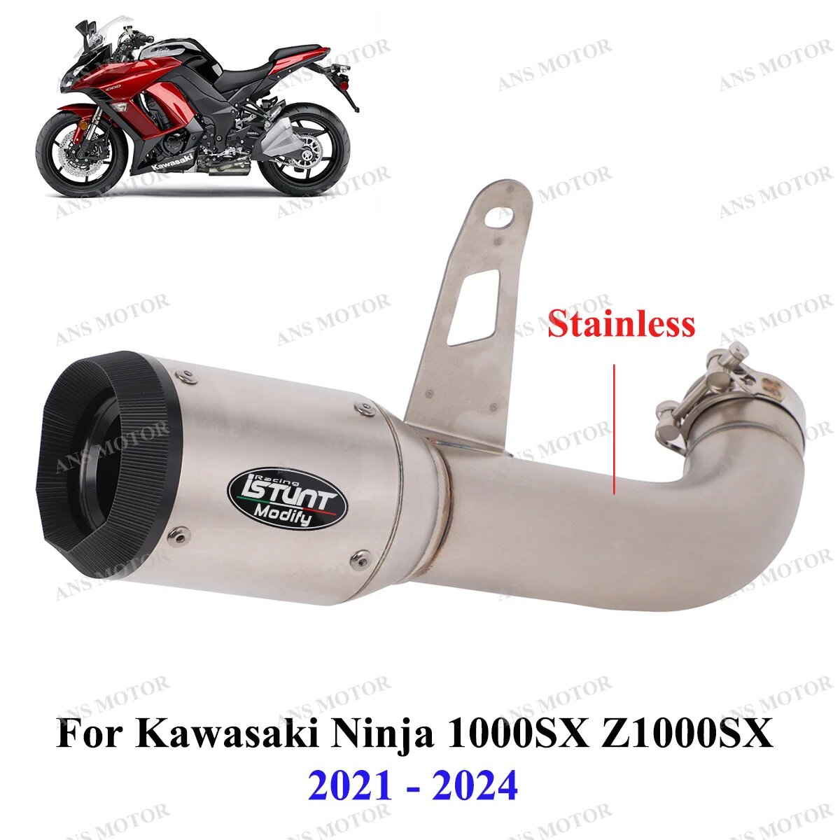 Надевается для Kawasaki Ninja 1000SX Z1000SX 2021-2025, глушитель выхлопной системы Stainless