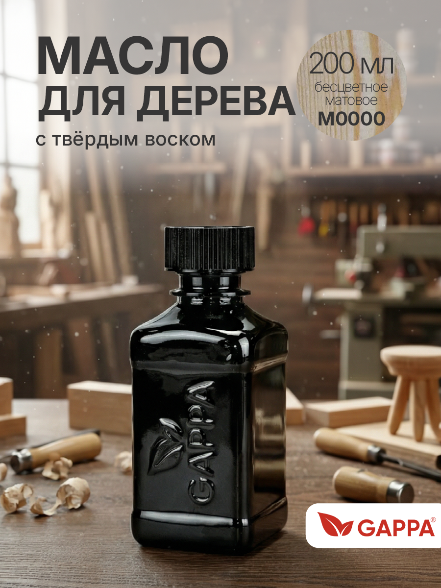 Масло для дерева GAPPA 0000, бесцветное матовое, 200 мл
