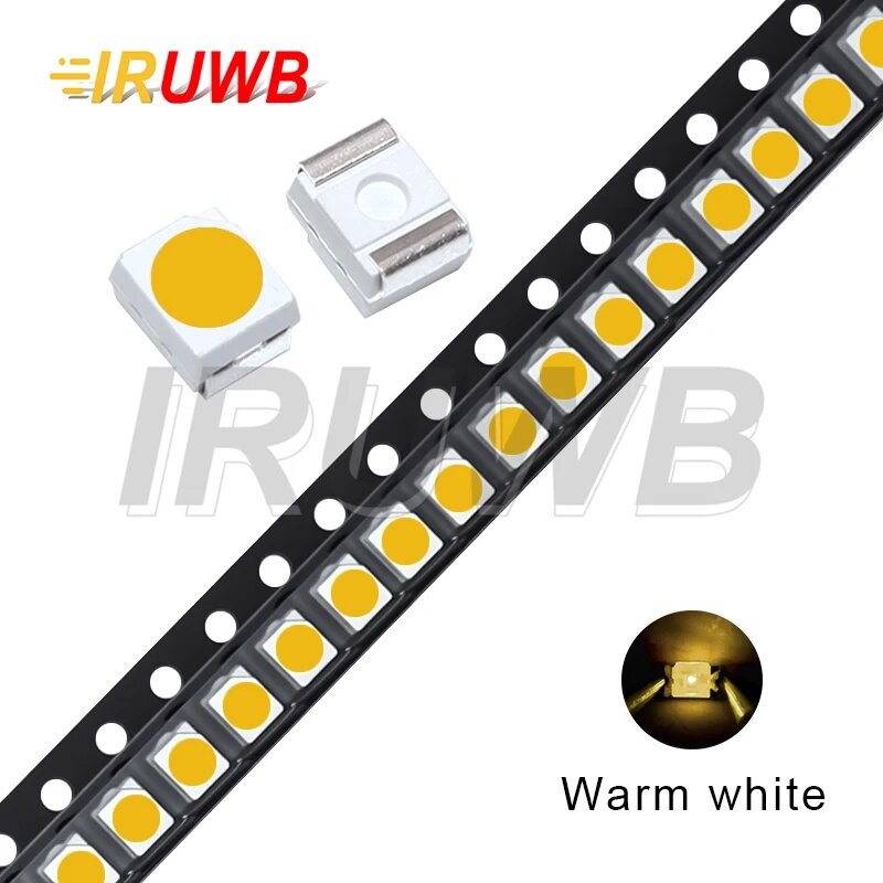 100 шт. светодиодов 3528 SMD PLCC2 PLCC-4 RGB Warm White