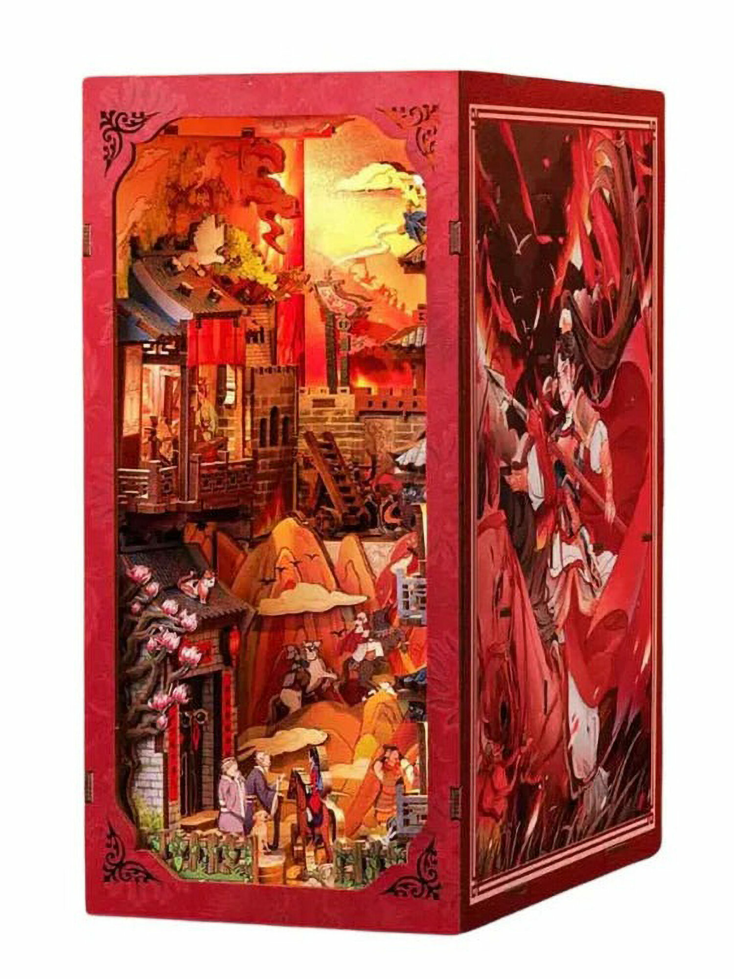 Румбокс CuteBee The Legend of Mulan деревянный конструктор 3D пазл для книжной полки, с подсветкой