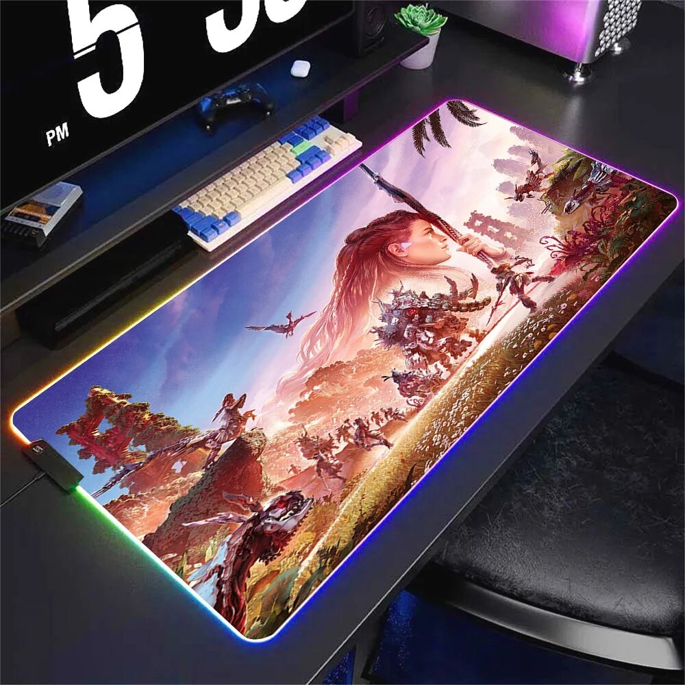 Популярный коврик Horizon Zero Dawn для ПК, игровые аксессуары, коврик для мыши, Настольный коврик, коврики для мыши с RGB подсветкой, нескользящий коврик для компьютера