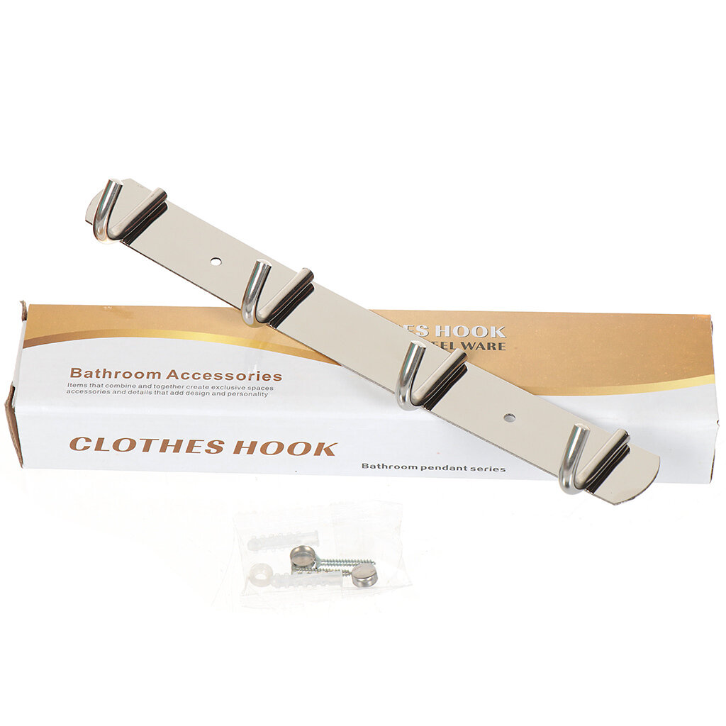 Крючок для ванной на планке 4 шт, цвет хром, настенная вешалка для полотенец и халатов SPE19159C-2 Y8-2747