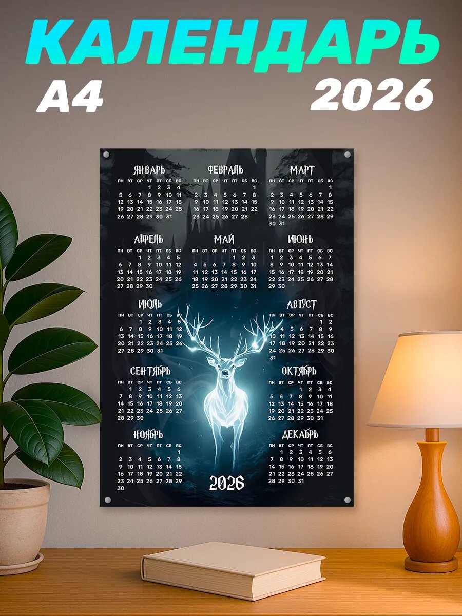 Календарь 2026 настенный Гарри Поттер Хогвартс Патронус