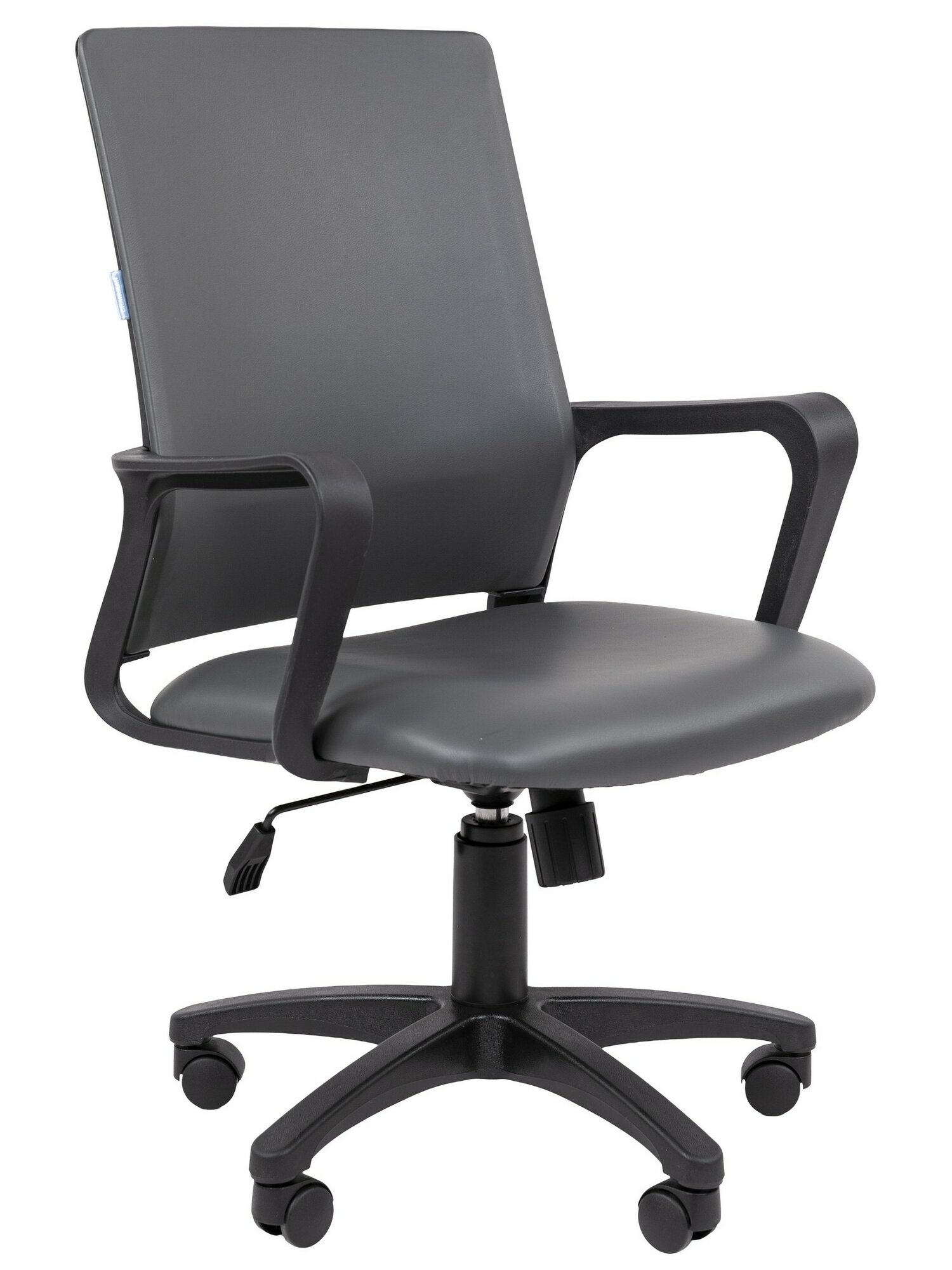 Компьютерное кресло CHAIRMAN 606 экокожа серый для офиса, операторов с механизмом качания и подлокотниками