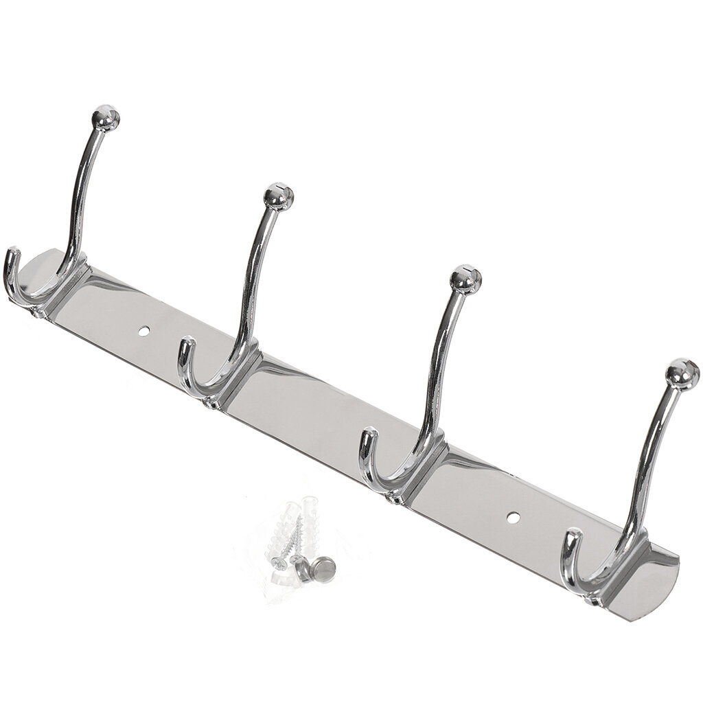 Вешалка настенная для ванной комнаты, 4 крючка на планке хром SPE19159C-7 Y8-2752, держатель полотенец и халатов