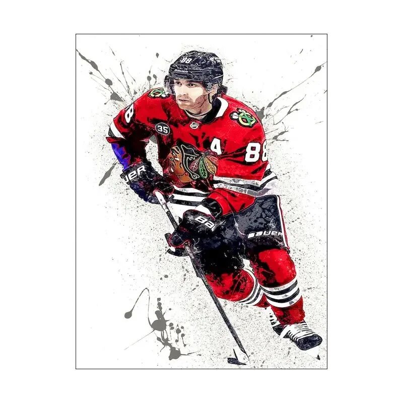 Abstract Ice Hockey Portrait Sport Canvas Painting Sport Athlete Poster Print Home Decor Wall Art Picture for Gym Bedroom Kids