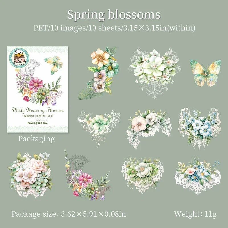 Наклейки Spring Blossom, 10 шт, 3.15x3.15in, Цвет: E