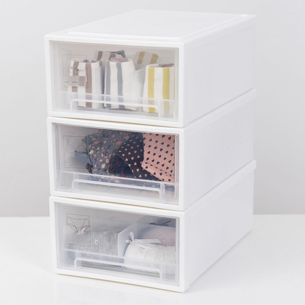 GDFANF Пластиковый Короб Для Хранения, Белый, 37.00X25.50X14.00 См, Герметичный, С Выдвижными Ящиками, 1 Штука