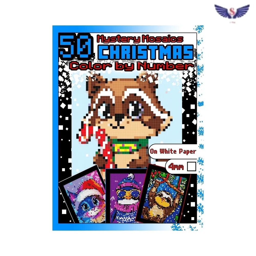 Раскраска-dingshang Mystery Mosaics Christmas Color by Number 50 Раскраска для детей от 6 лет, размер 21x28.5 см — фото 1