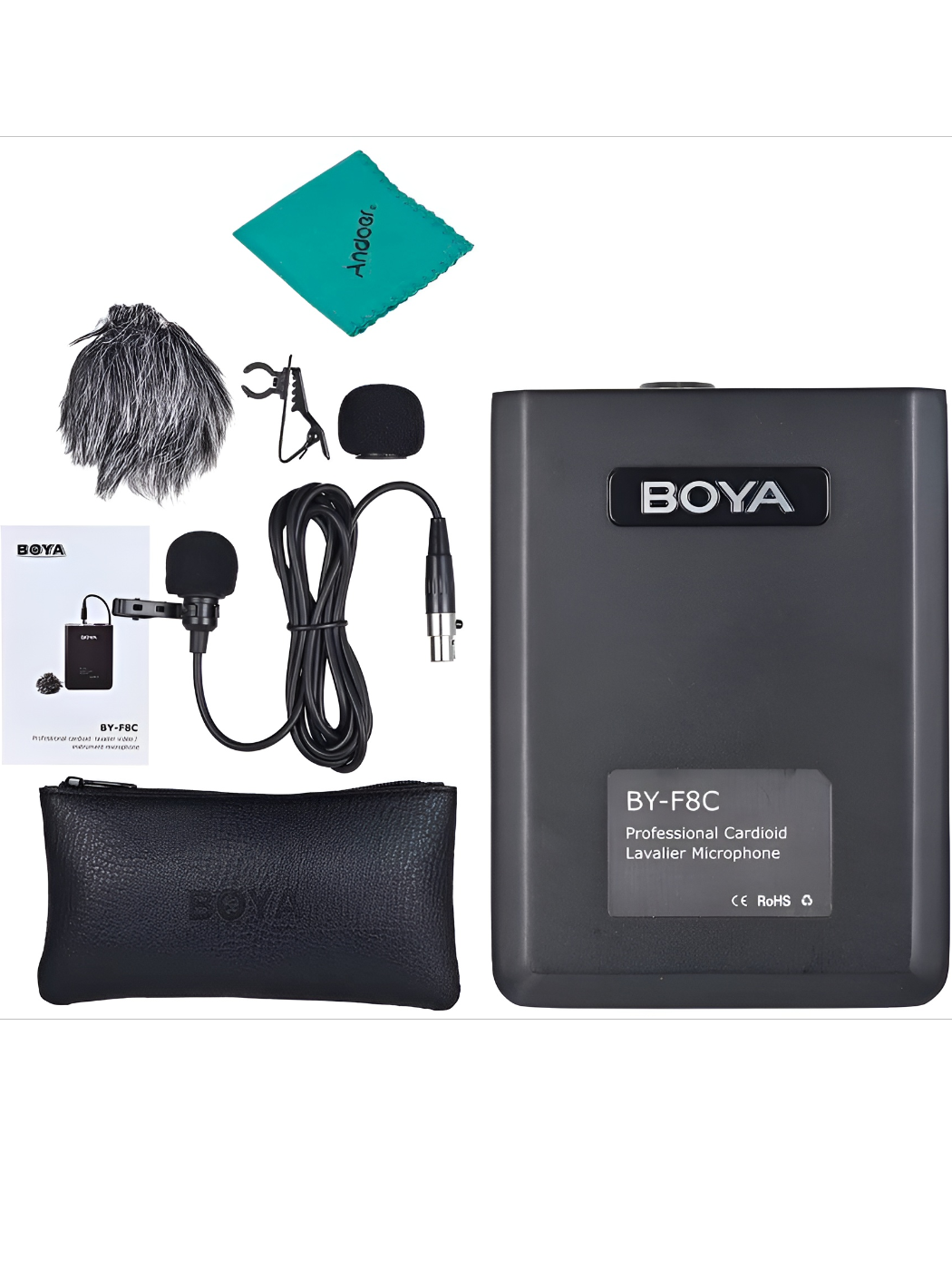 Микрофон проводной BOYA BY-F8C, разъем: XLR 3 pin (M), черный