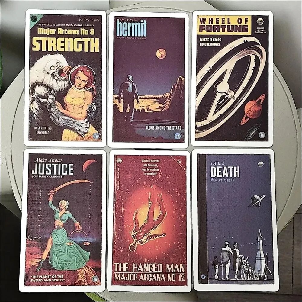 Карты Таро Sci-Fi Tarot Тодда Элкотта Полная 78-карточная колода Голубой Картон 12x7 см — фото 1