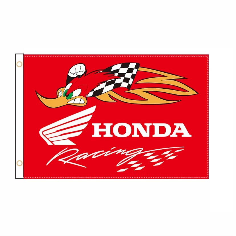 Пользовательский баннер Honda Racing Вуди Дятел мотоциклетный флаг для декора 2 фута * 3 фута 3 фута * 5 футов QZ-328