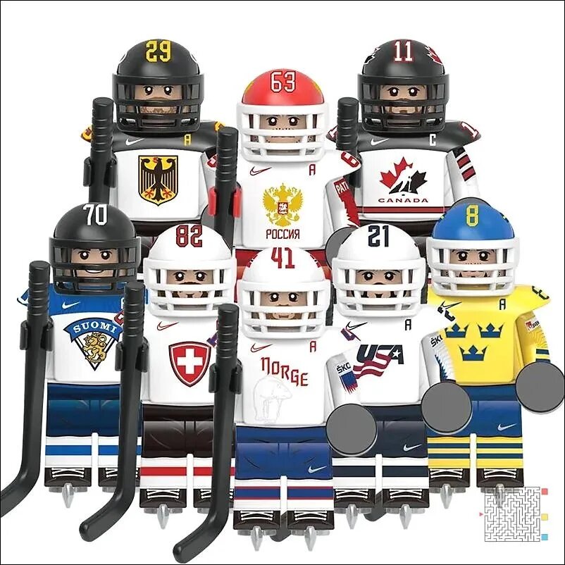 Минифигурки Хоккей НХЛ / NHL 8шт (4.5см, пакет), ABS пластик, Китай