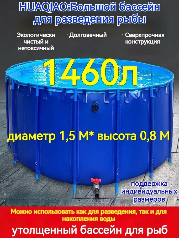 Бассейн Плавательный бассейн, Емкость 1460Л, диаметр 1,5 М* высота 0,8 М,