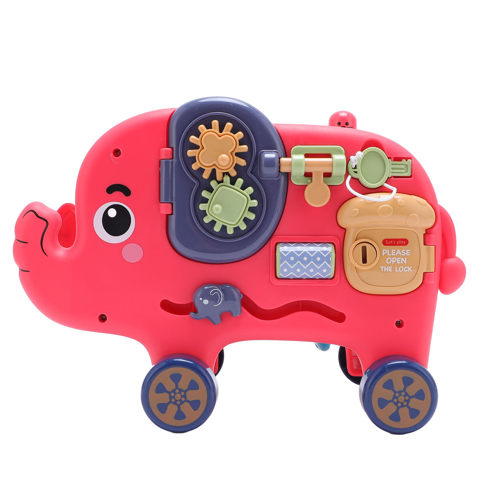 Детская игрушка Слон : развивающая игра с шестеренками, вращением и сортировкой фигур, красная