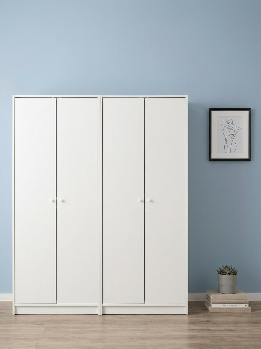 Шкаф икеа "KLEPPSTAD", модульный, распашные двери, белый, 80x176x55см