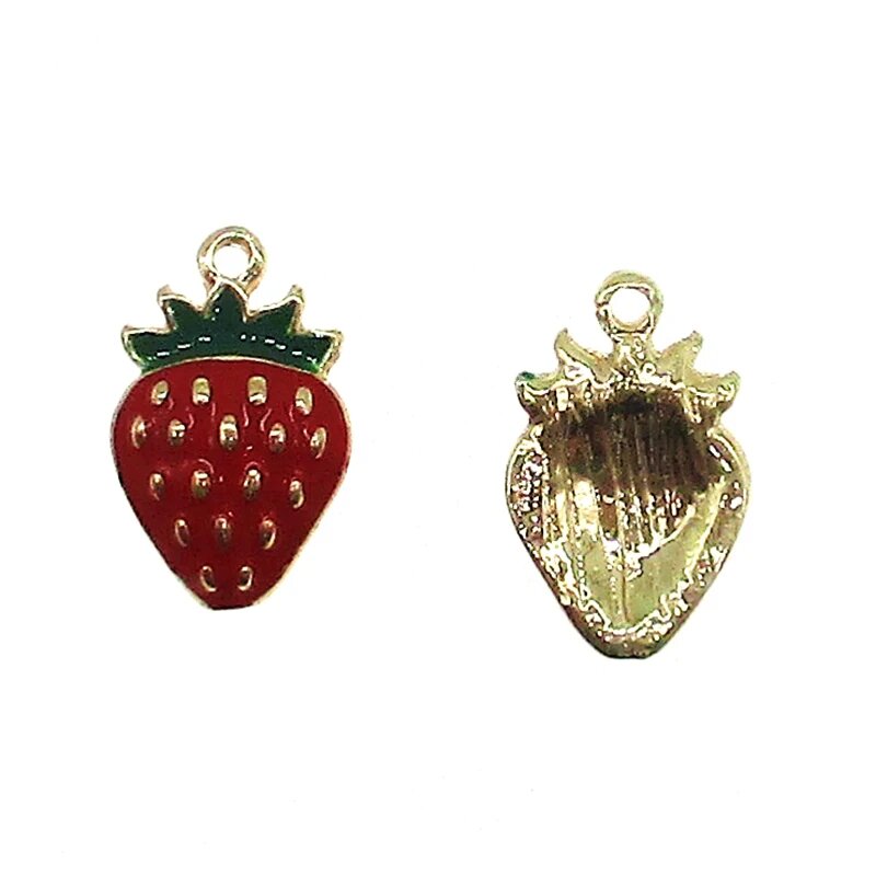 Подвески клубника из металла 10 шт 10x15mm