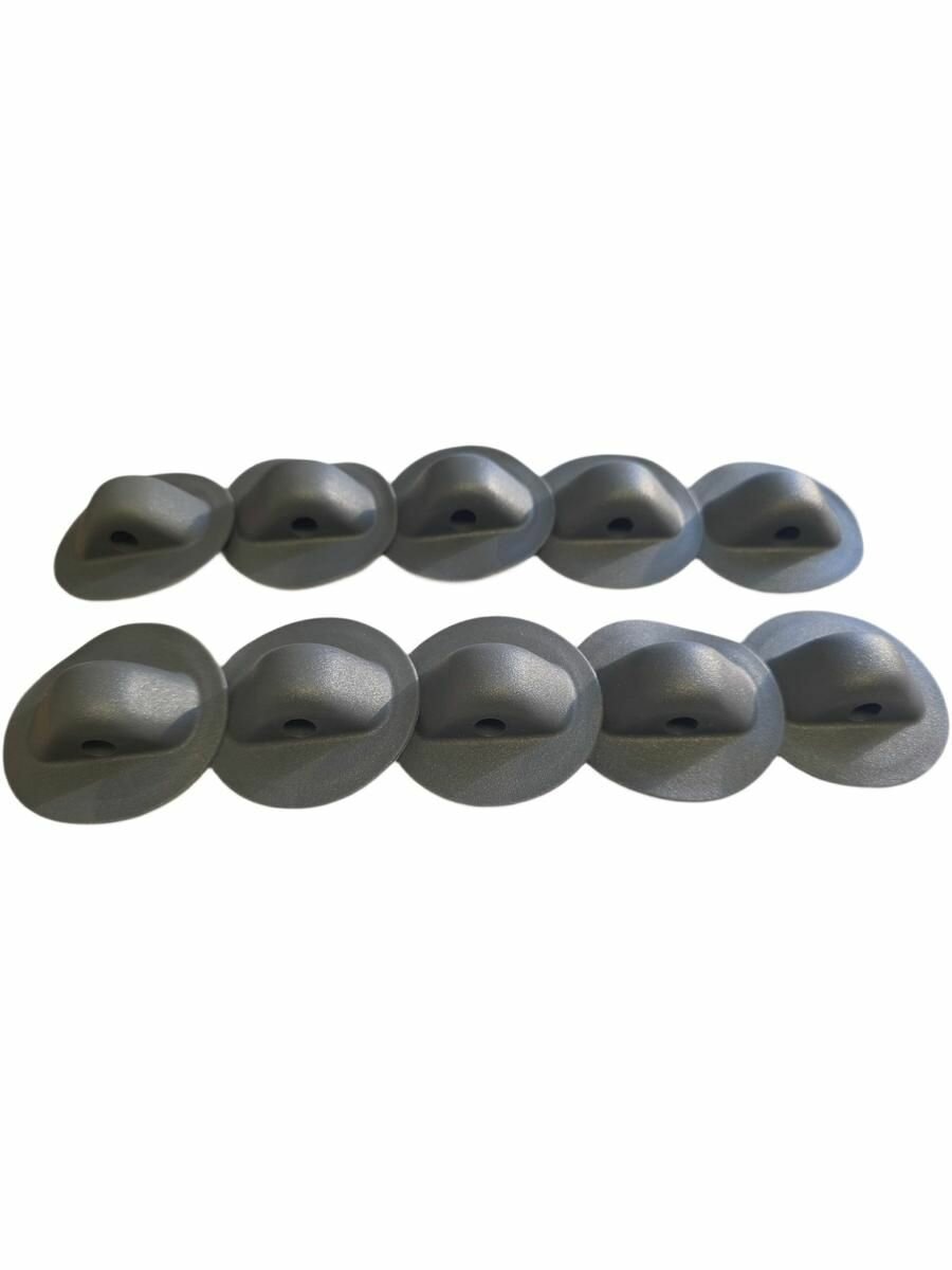 Рым леерный (шайба леера) 62 мм, для лодки ПВХ, с отверстием 8.5 мм, микро, 10 шт, серый