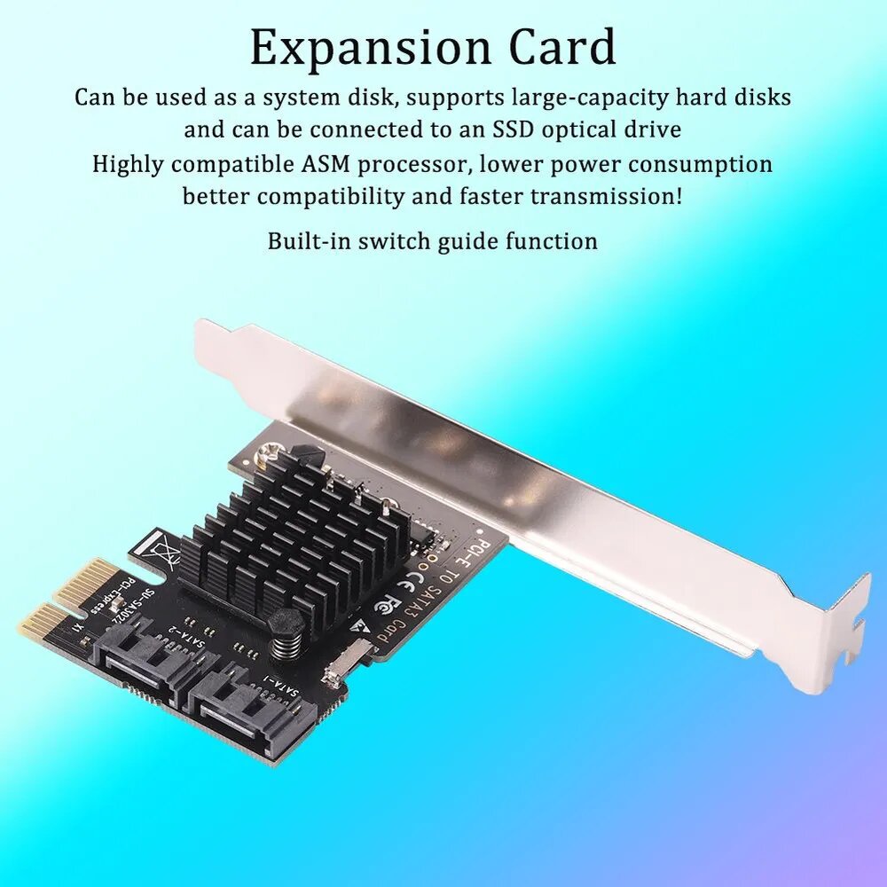 Инструментальный кабель PCI-E 1× к SATA 3.0, 2 порта, 1.2 м для настольных компьютеров