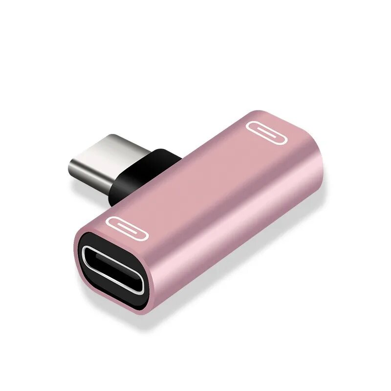 Розовый USB Type-C разветвитель 2 в 1 (Type-C мама)