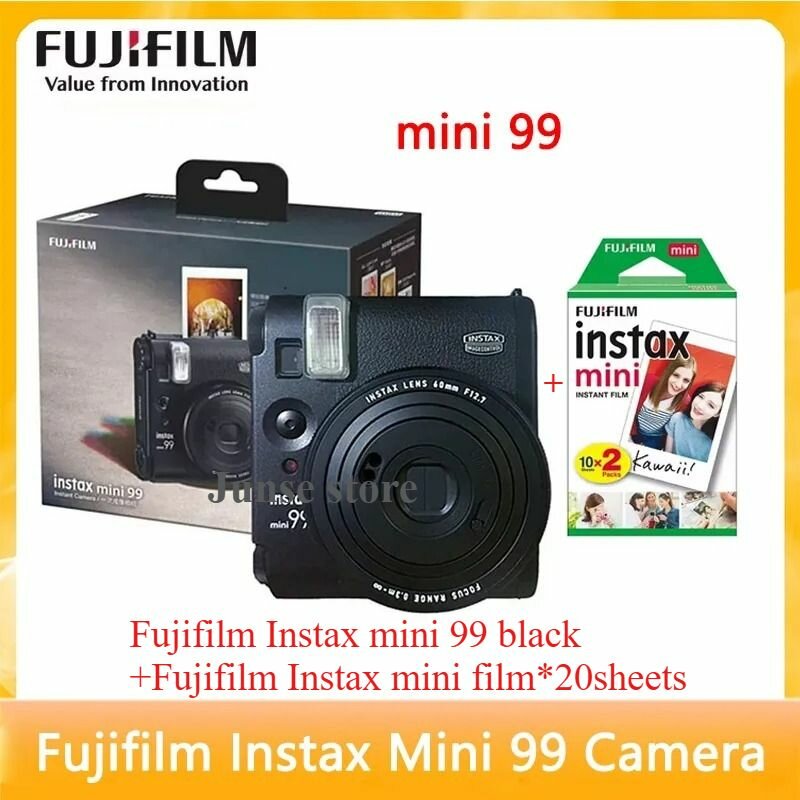 Фотоаппарат моментальной печати Fujifilm Instax Mini 99 black + (20 листов фотобумаги) , Фотоаппарат Мгновенные Фотокамеры, Портативные в качестве Подарка на День рождения