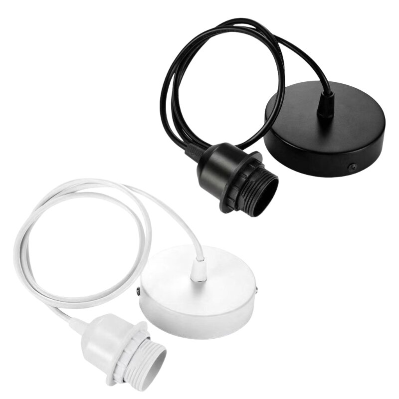 Держатель Лампы с Винтовым Основанием E27 из 2 Частей С Гибким Кабелем Питания для Спальни, Кухни, Гостиной, Белый и Черный