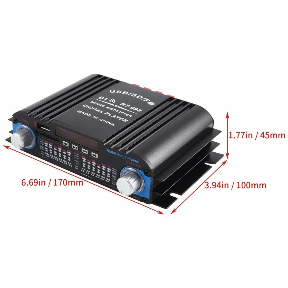 (X H V U)Усилитель звука HiFi, цифровой 4-канальный аудиоусилитель, Bluetooth-караоке-плеер, FM-радио, поддержка дистанционного управления, черный