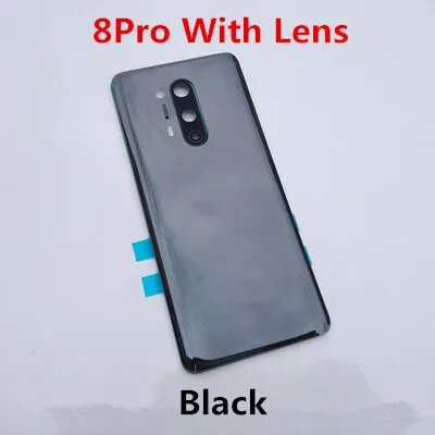 Задняя крышка для OnePlus 8 Pro, черная, со стеклом и линзой