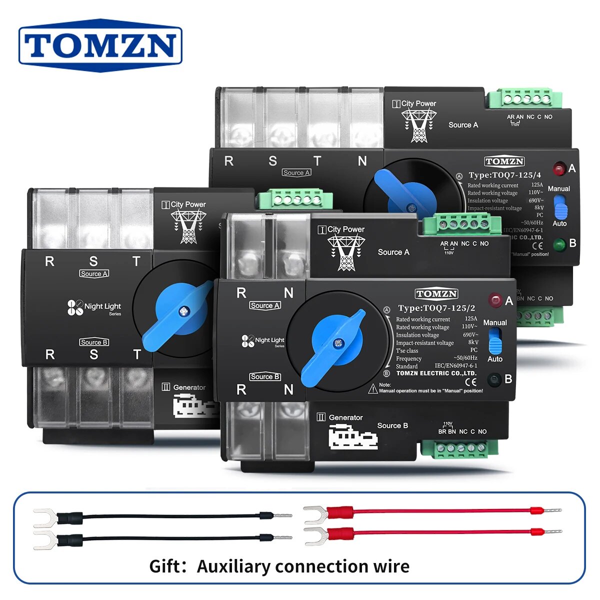 Автоматический переключатель TOMZN TOQ7 3 фазы 63/100/125А 2P/3P/4P